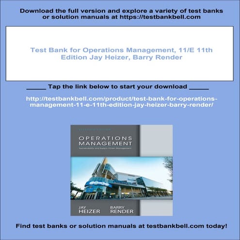 Test Bank for Operations Management, 11/E 11th Edition Jay Heizer ...