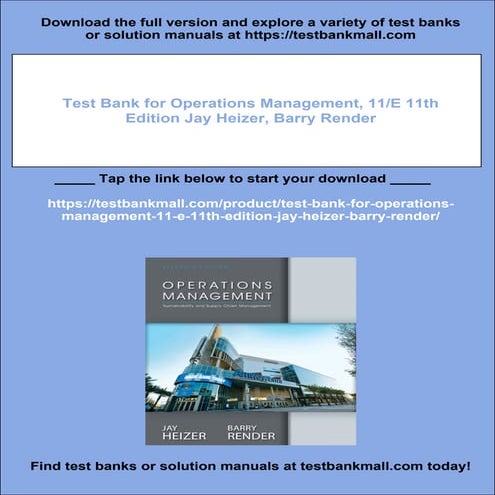 Test Bank for Operations Management, 11/E 11th Edition Jay Heizer ...