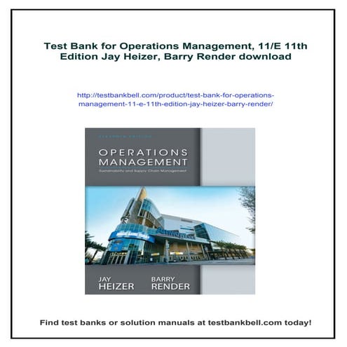 Test Bank for Operations Management, 11/E 11th Edition Jay Heizer ...