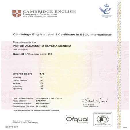 CAE Victor cert | PDF