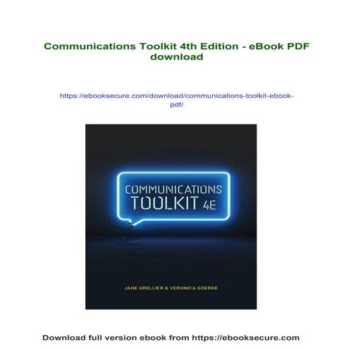 Communications Toolkit 4th Edition - eBook PDF | PDF