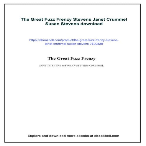 The Great Fuzz Frenzy Stevens Janet Crummel Susan Stevens | PDF