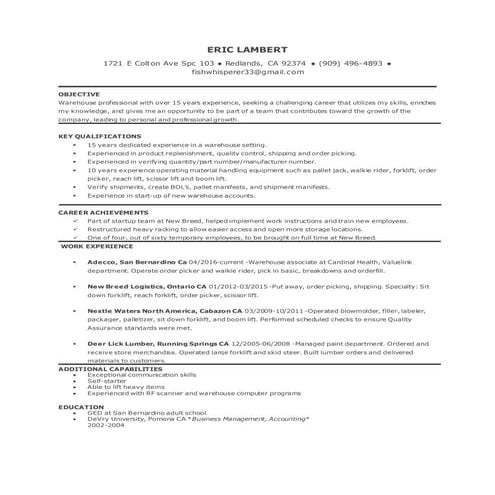 Eric Updated 2016 Resume2 | DOCX