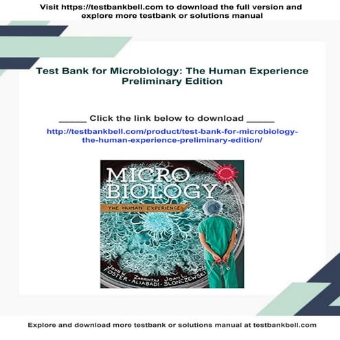 Test Bank for Microbiology: The Human Experience Preliminary Edition | PDF