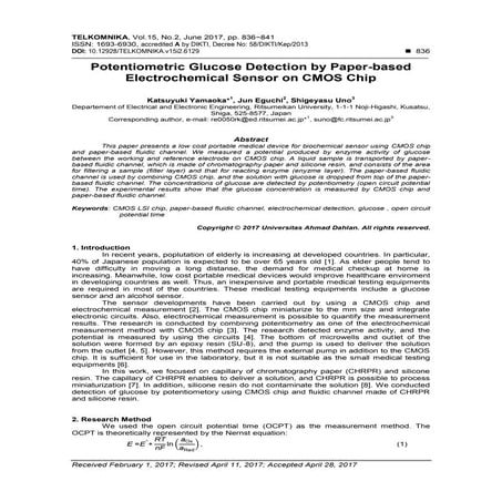 Potentiometric Glucose Detection By Paper Based Electrochemical Sensor