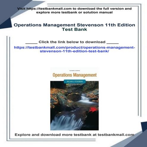 Operations Management Stevenson 11th Edition Test Bank | PDF