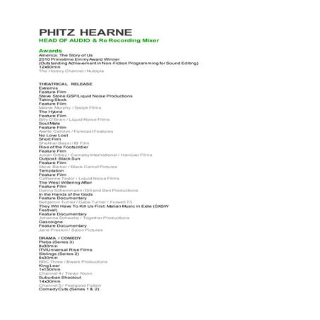 phitz credit list | DOCX | History | Genres