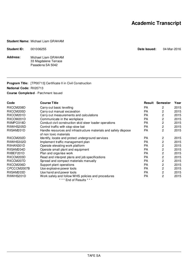 Academic Transcript (job 1759126)