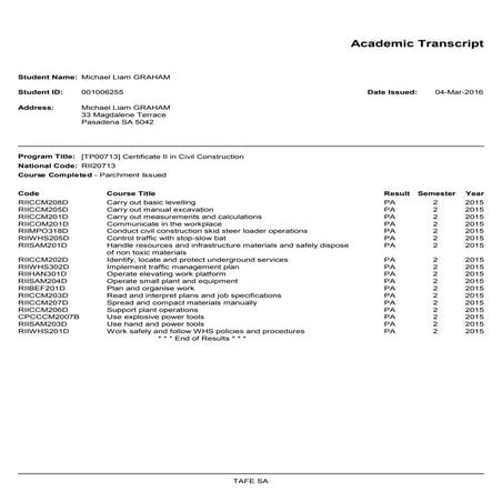 Academic Transcript (job 1759126) | PDF | Civil Engineering Industry ...