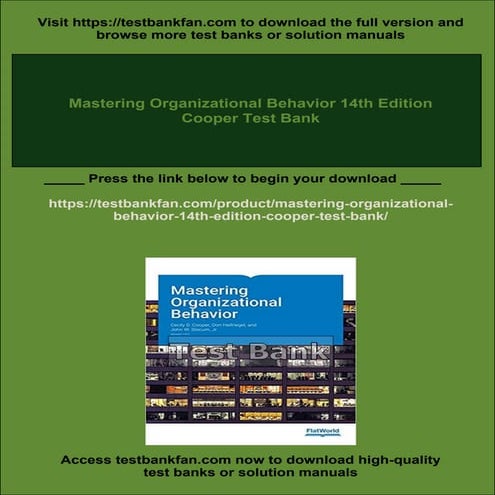 Mastering Organizational Behavior 14th Edition Cooper Test Bank | PDF