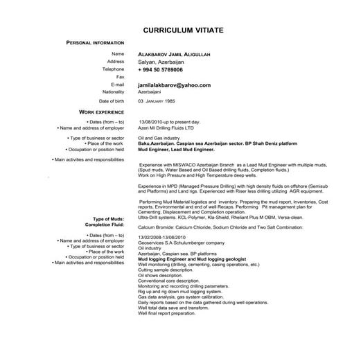 Jamil Alakbarov CV | PDF