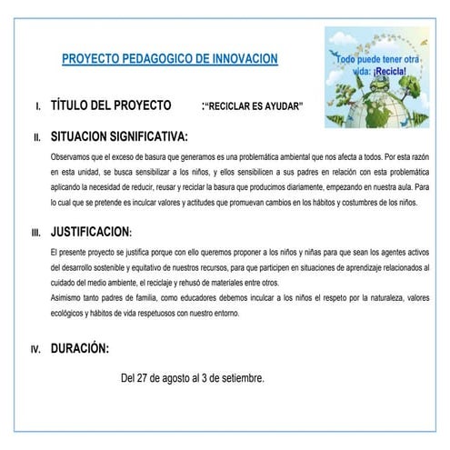 Ideas De Proyectos De Reciclaje Para Alumnos De Primer Grado Proyecto