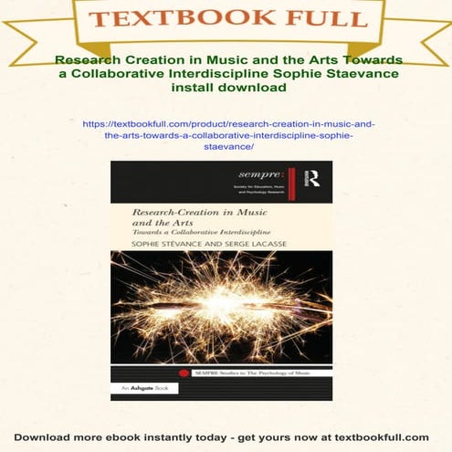 Research Creation in Music and the Arts Towards a Collaborative ...