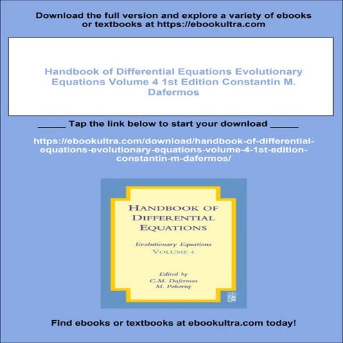 Handbook of Differential Equations Evolutionary Equations Volume 4 1st ...