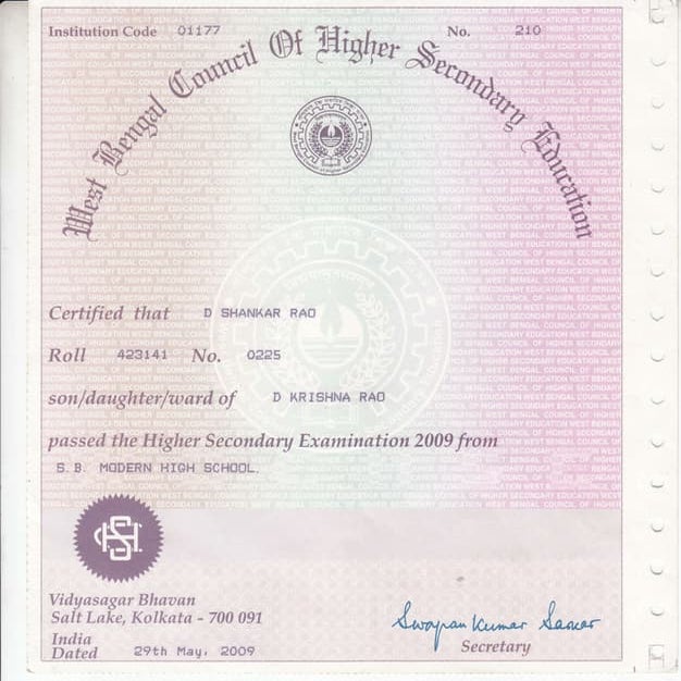 H.S Certificate | PDF
