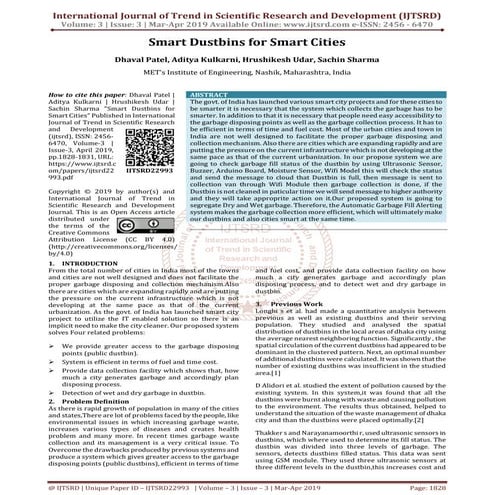 Smart Dustbins for Smart Cities | PDF