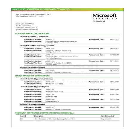 MCSA Messaging | PDF