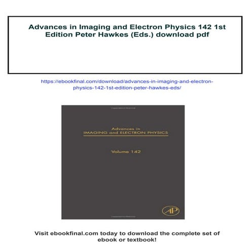 Advances in Imaging and Electron Physics 142 1st Edition Peter Hawkes (Eds.) | PDF