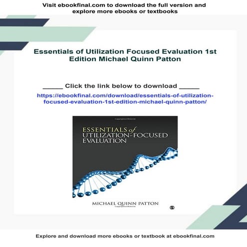 Essentials of Utilization Focused Evaluation 1st Edition Michael Quinn Patton | PDF