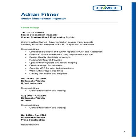 Michael Dismore Resume 24-04-14 | DOC