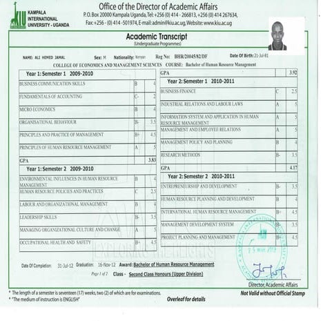 Academic transcript 1 | PDF