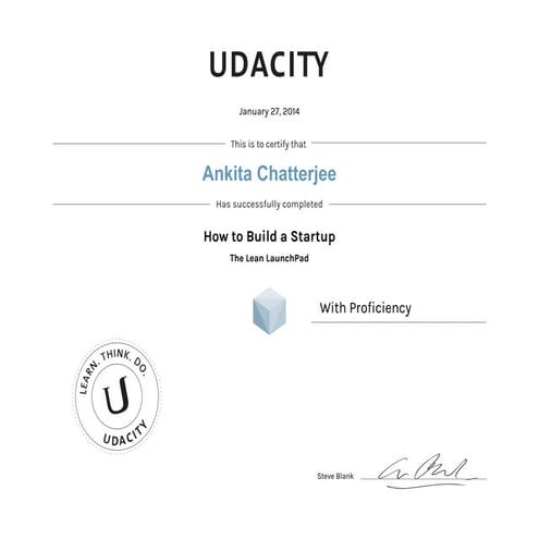 Udacity Startup certificate | PPT