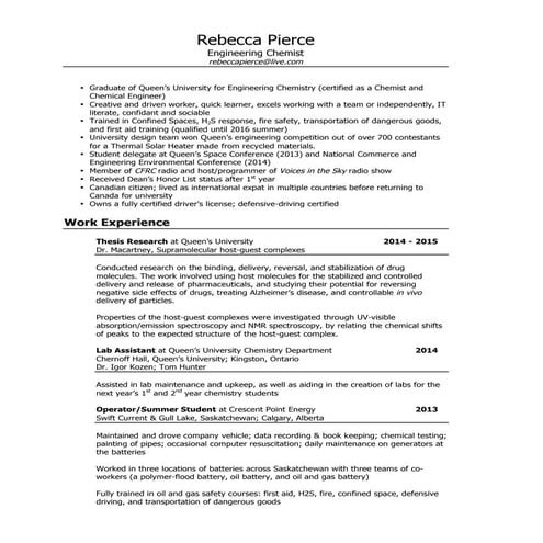 Rebecca Pierce resume 2015 | PDF