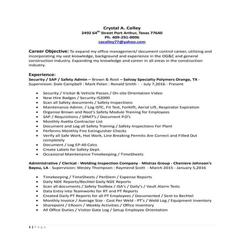 Resume - Crystal Colley - 2017 | PDF