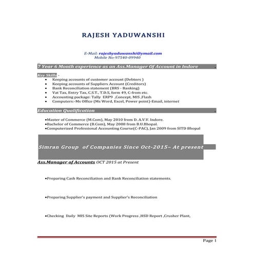 Maurice Resume Word 1 | PDF