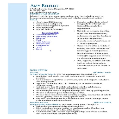 Amy Belello Resume 1 | PDF