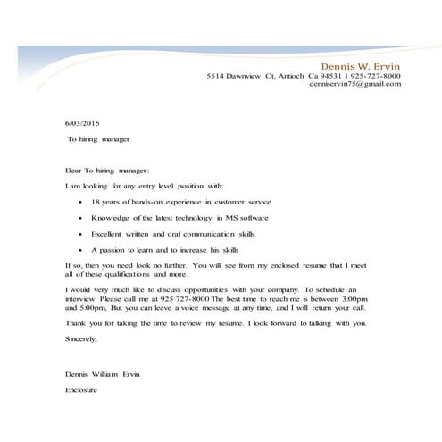 Job cover letter for unsolicited resume | DOCX