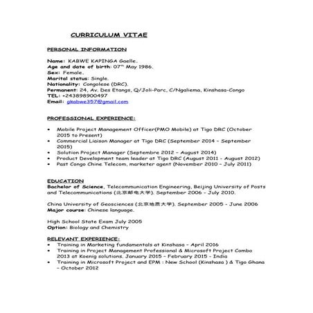 Gaelle KABWE resume | DOC