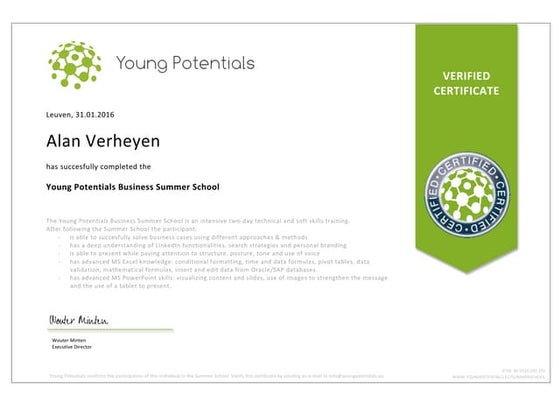 Certificaat YP | PPT