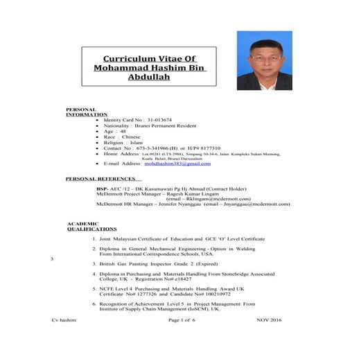 cv hashim.NOV2016 | DOC