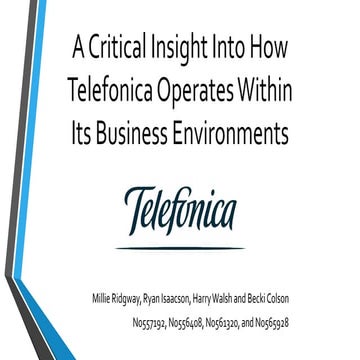 Consultancy Case Study Telefonica | PPTX | Telecommunications Industry | Industries