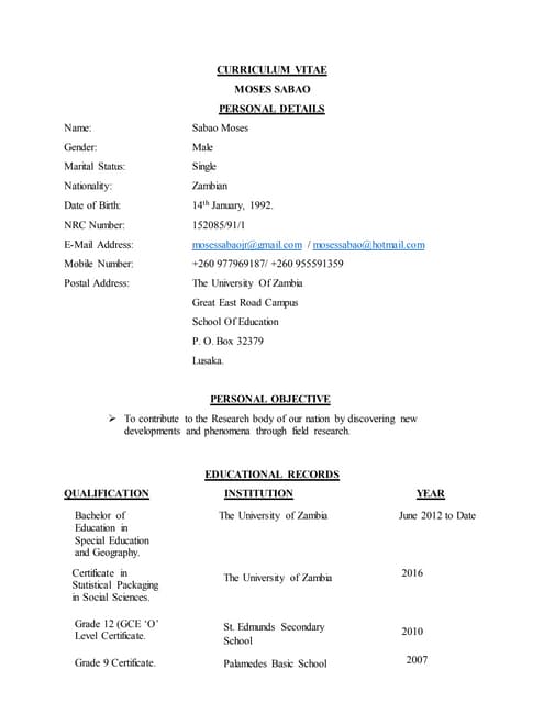 Curriculum Vitae | PDF