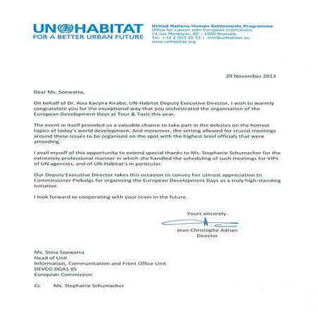 TY letter Head of UN HABITAT_EDD | PDF