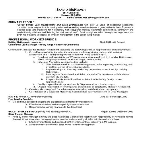 Sandra McKeever Resume | DOC