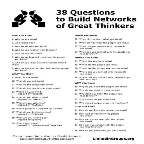 38 Questions to Build Networks of Great Thinkers | PDF