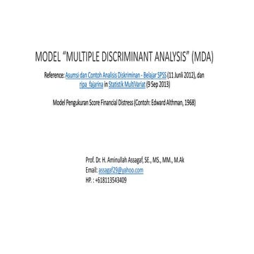 38 model multiple discriminant analysis (mda) | PPTX