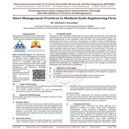 Store Management Practices in Medium Scale Engineering Firm | PDF