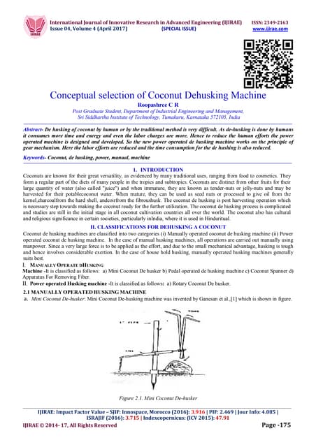 Design, Development and Testing of an Areca nut Dehusking Agri-machine ...