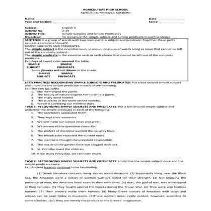 39 simple subject-predicate | PDF