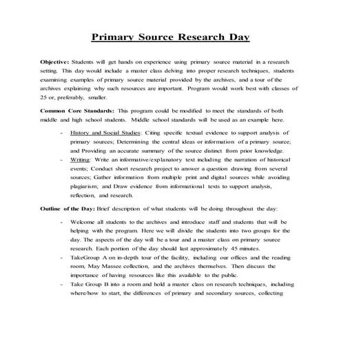 Primary Source Research Day | DOCX