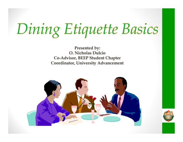 TABLE MANNERS AND DINING ETIQUETTES | PPTX