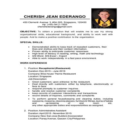 Sample Resume for OJT | DOCX