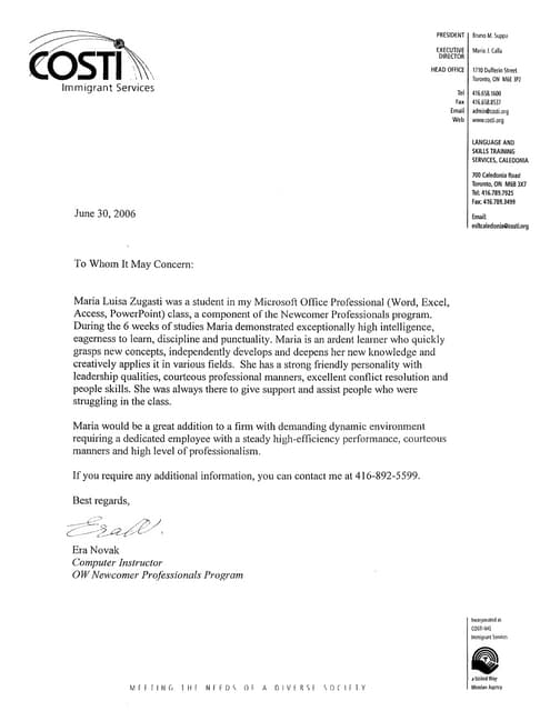 Reference Letter PricewaterhouseCoopers - Zugasti | PDF