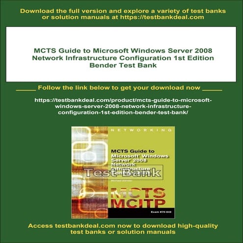 MCTS Guide to Microsoft Windows Server 2008 Network Infrastructure Configuration 1st Edition ...