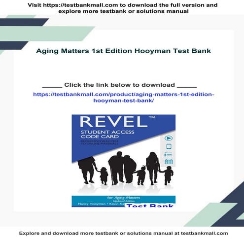 Aging Matters 1st Edition Hooyman Test Bank | PDF