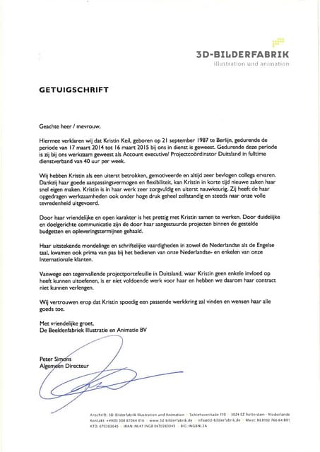 00_Internship Reference Hochtief - Kristin Keil | PDF